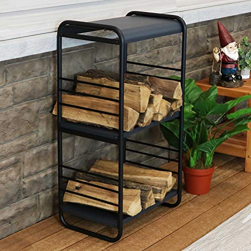 Sunnydaze Modern Rounded Edge Iron and Steel Log Rack - Outdoor and Indoor Firewood Storage - Ideal for Garage, Shed and Porch - Fireplace and Fire Pit Accessory - 36-Inch