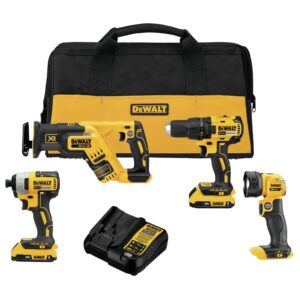 dewalt 20v max power tools combo kit, cordless, (2) batteries, charger & bag (dck476d2)