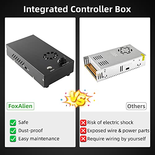 FoxAlien CNC Upgrade Kit 300W DC Spindle Milling Motor for Masuter, Masuter Pro, 3018-SE V2 CNC Router Engraving Machine with Integrated Control Box Speed Adjustable