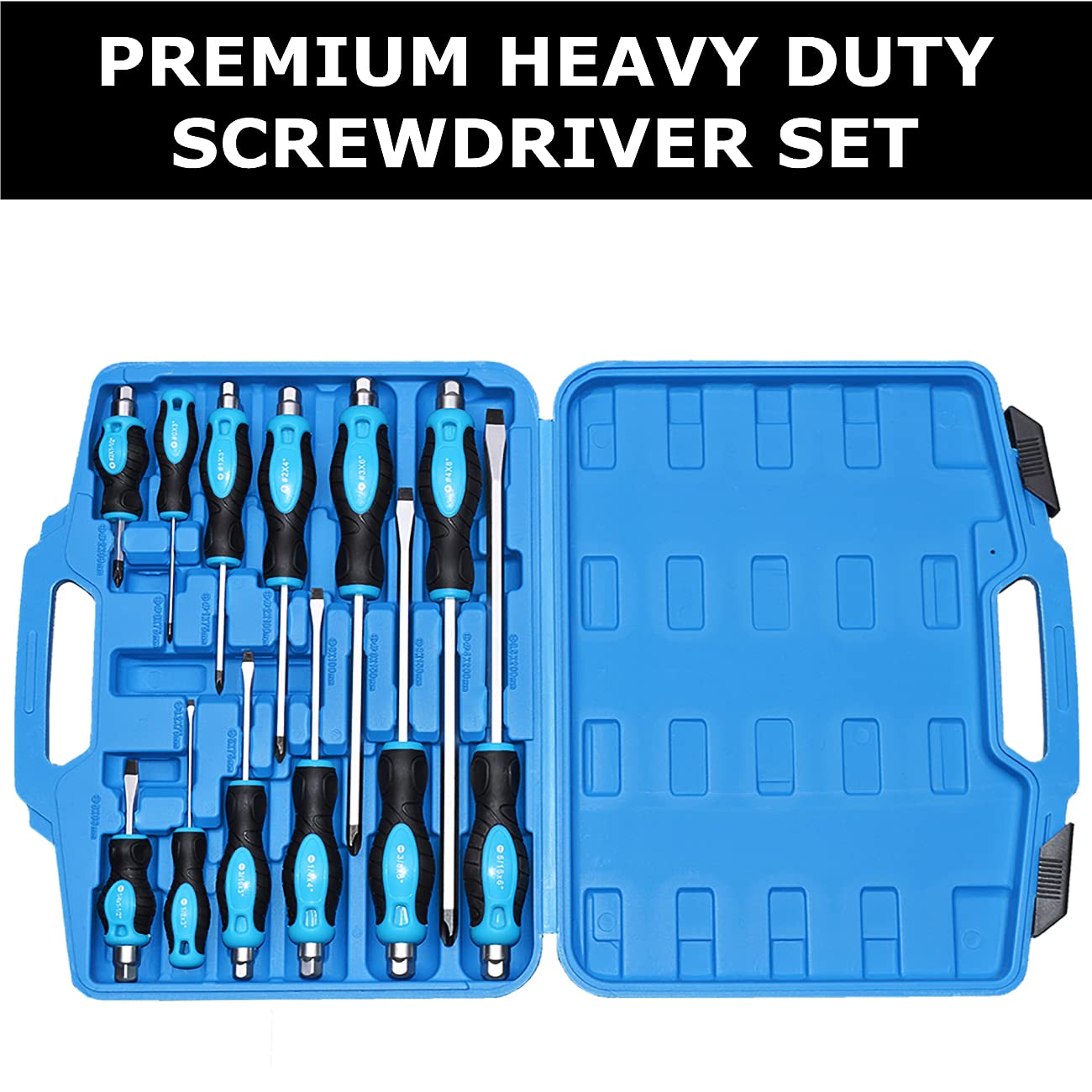 Sunplux 12-Piece Magnetic Screwdriver Set, Heavy Duty Screwdriver Set Go-Thru Steel Blades, High Torque 6 Phillips & 6 Flat Head Tips Screwdrivers Set with Case