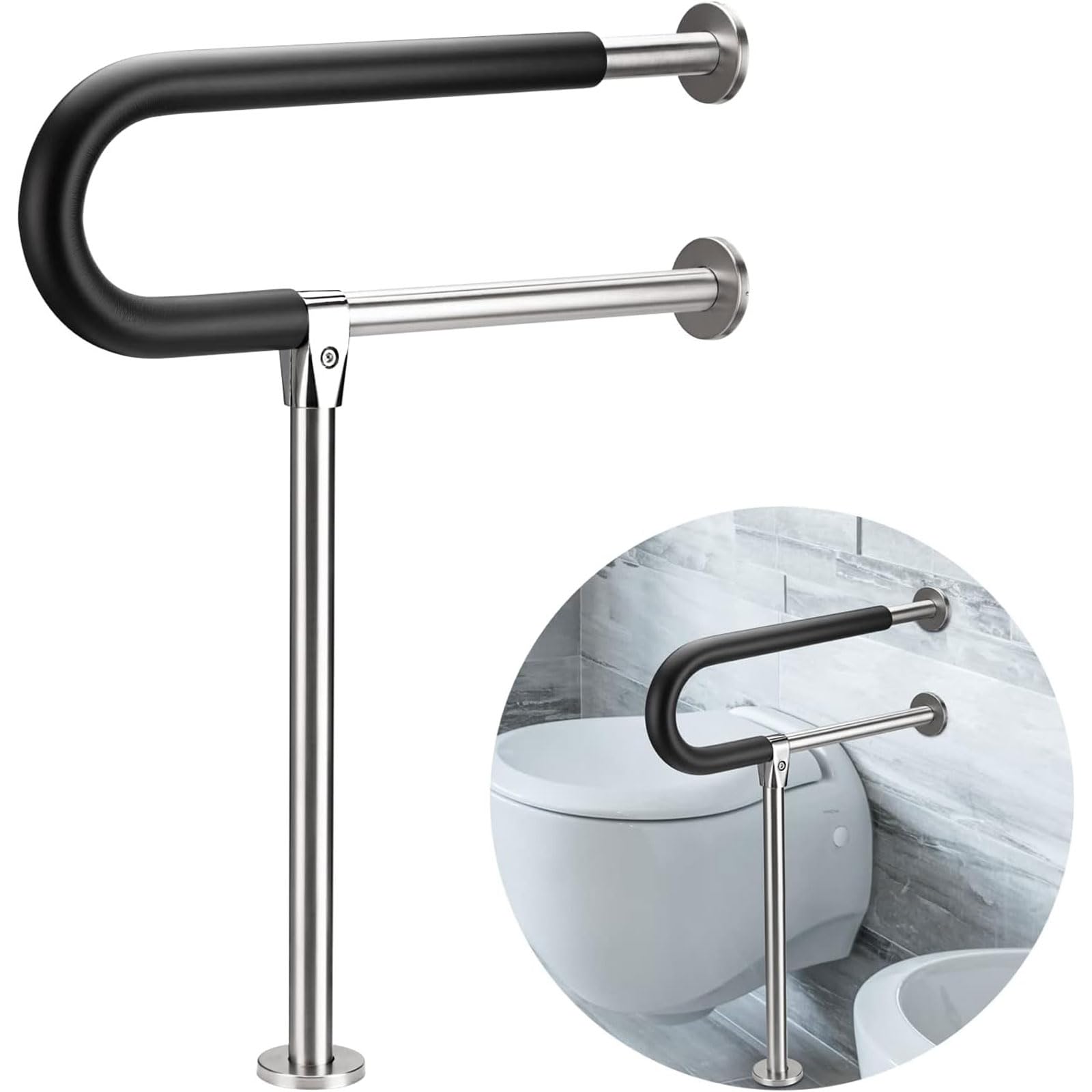 Botabay Handicap Grab Bars Rails 23.6 Inch Toilet Handrails Bathroom Safety Bar Stainless Steel Hand Support Rail for Seniors Elderly Disabled Mounted Bath Grips (23.6In)