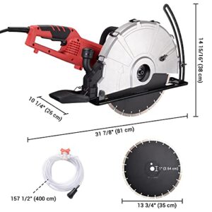 Yescom 14 inch Electric Concrete Saw Disc Cutter Wet Dry Circular Saw Stone Cutter Saw Blade for Granite Stone