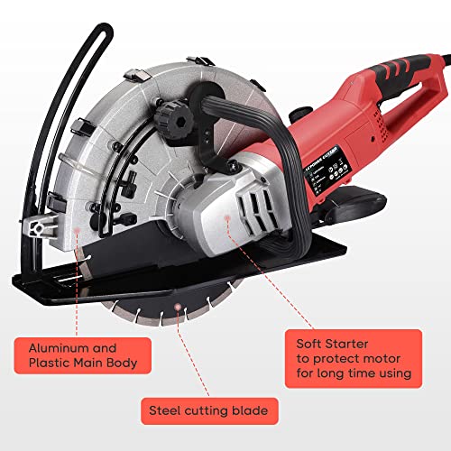 Yescom 14 inch Electric Concrete Saw Disc Cutter Wet Dry Circular Saw Stone Cutter Saw Blade for Granite Stone