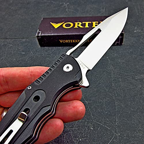 VORTEK Everyday Carry Ball Bearing Pivot System Fast Open EDC Folding Pocket Knife: 8Cr13MOV Stainless Steel Blade, Tough G10 Handles