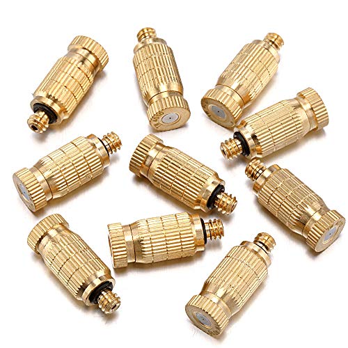 CozyCabin 20PCS Brass Misting Nozzles High Pressure Misting Water Mister Nozzle, for Garden Outdoor Misting System, 0.016" Orifice (0.4mm) Thread UNC 10/24