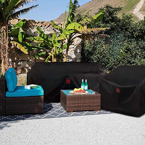 Patio Sofa Cover, Durable Water Resistant Outdoor Indoor Furniture Cover with Upgrade Air Vent Black 84x37x35in