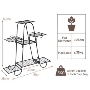 S AFSTAR 7 Tier Plant Stand, Parisian Style Garden Cart Stand, Multi-layer Mental Plant Stand, Plant Flower Pot Display Rack, Pot Holder for Indoor Outdoor Plant Stands for Patio Balcony (Black)