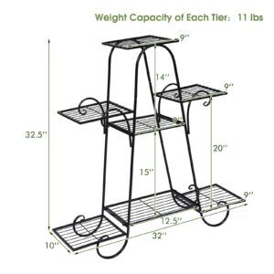 S AFSTAR 7 Tier Plant Stand, Parisian Style Garden Cart Stand, Multi-layer Mental Plant Stand, Plant Flower Pot Display Rack, Pot Holder for Indoor Outdoor Plant Stands for Patio Balcony (Black)