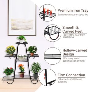 S AFSTAR 7 Tier Plant Stand, Parisian Style Garden Cart Stand, Multi-layer Mental Plant Stand, Plant Flower Pot Display Rack, Pot Holder for Indoor Outdoor Plant Stands for Patio Balcony (Black)