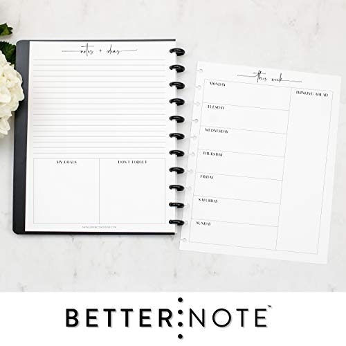 BetterNote This Week Refill Pages for Discbound Notebooks, Fits Big Happy Planner, Levenger Circa Discs, Staples Arc, Talia (Modern- 6 months, 11-Disc, 8.5"x11")