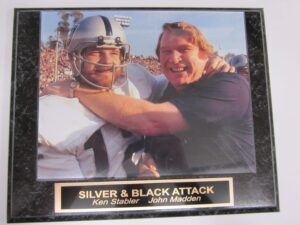 raiders john madden ken stabler 8x10 vintage photo mounted on a custom engraved plaque