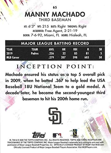 2020 Topps Inception #65 Manny Machado San Diego Padres Baseball Card