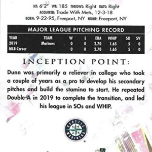 2020 Topps Inception #51 Justin Dunn Seattle Mariners Rookie Baseball Card