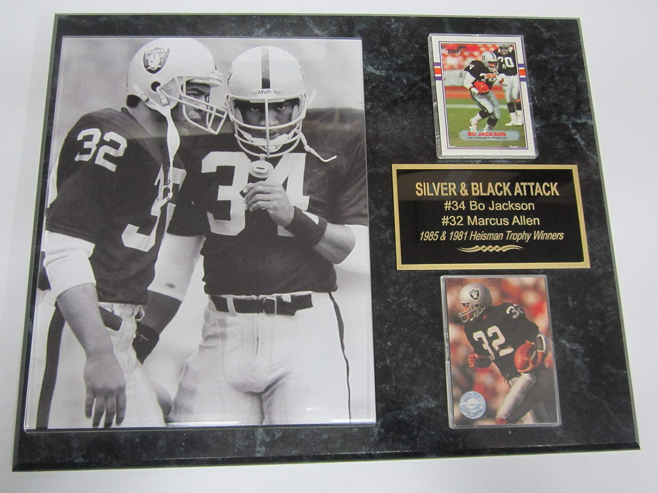 Raiders BO JACKSON MARCUS ALLEN 2 Card Collector Plaque #2 w/8x10 BW Photo