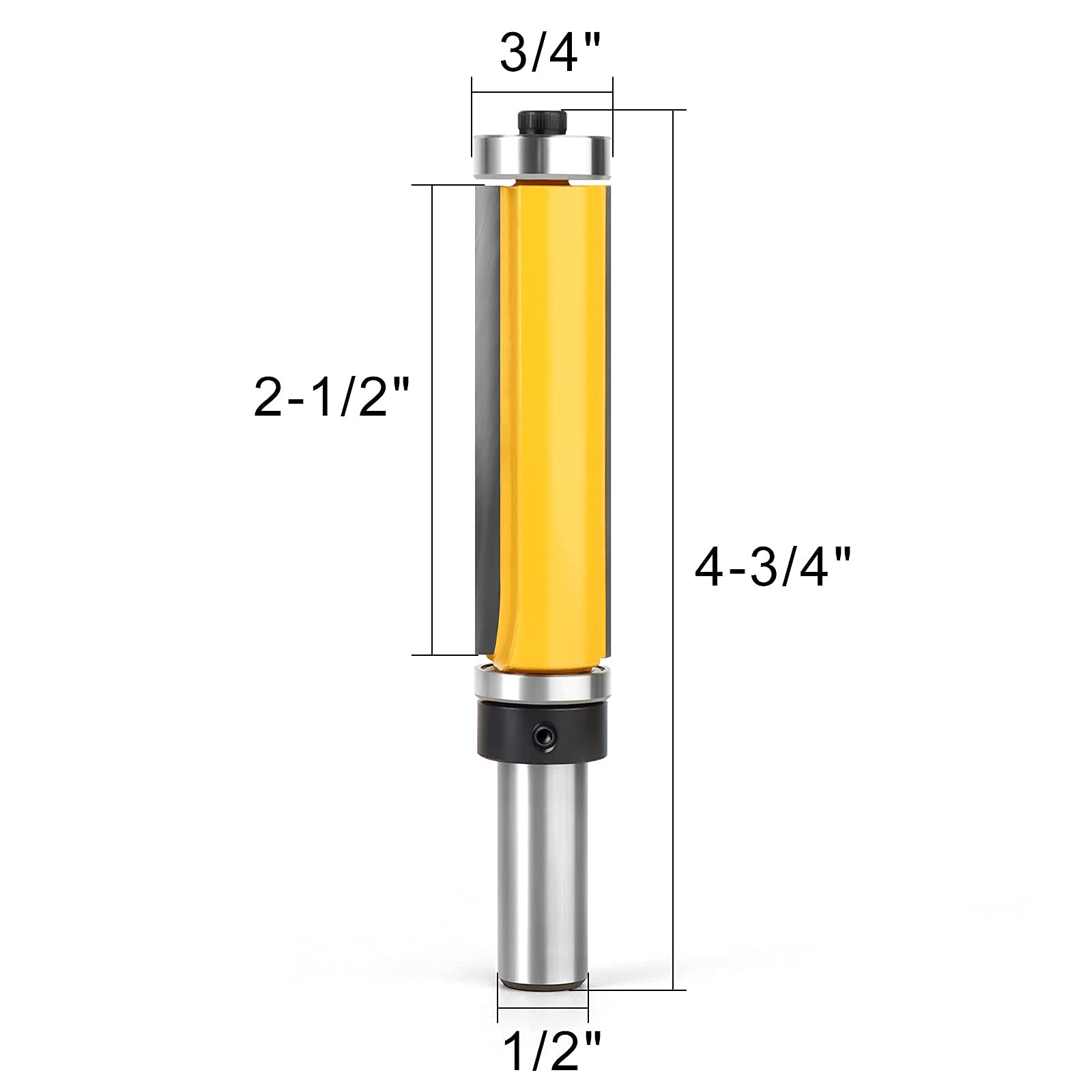 MEIGGTOOL 2-1/2 Inch Flush Trim Top and Bottom Bearing Router Bit 1/2-Inch Shank