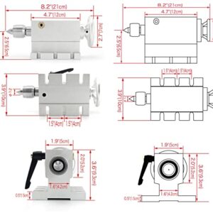 CNCTOPBAOS Engraving Machine Rotary 4th Axis,CNC Router Rotational Fourth A Axis,K12-100mm 4 Jaw Chuck Dividing Head,No Backlash Gapless Harmonic Gearbox Ratio 50:1+Nema23 Motor+65mm Tailstock