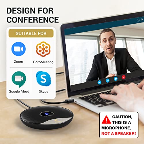 TONOR USB Conference Microphone, 360° Omnidirectional PC Computer Condenser Mic with Mute Button for Online Meeting/Class, Zoom Call, Skype Chatting, Plug & Play (TM20)