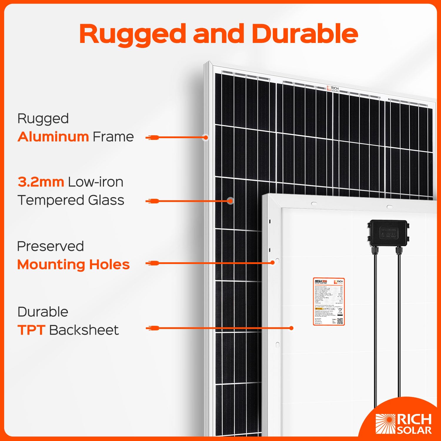 RICH SOLAR 150 Watt 12 Volt Monocrystalline Solar Panel High Efficiency Solar Module Charge Battery for RV Marine Boat Off Grid