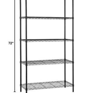 Black 5 Shelf Wire Shelving Unit, Garage NSF Metal Shelf Organizer Large Storage Shelves Heavy Duty Height Adjustable Utility Commercial Grade Steel Layer Shelf Rack (1250 LBS Capacity) - 72x36x14