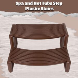 ECOTRIC Spa and Hot Tubs Step Plastic Stairs for Round Straight Sided Spa Espresso Slip-Resistant Outdoor Indoor