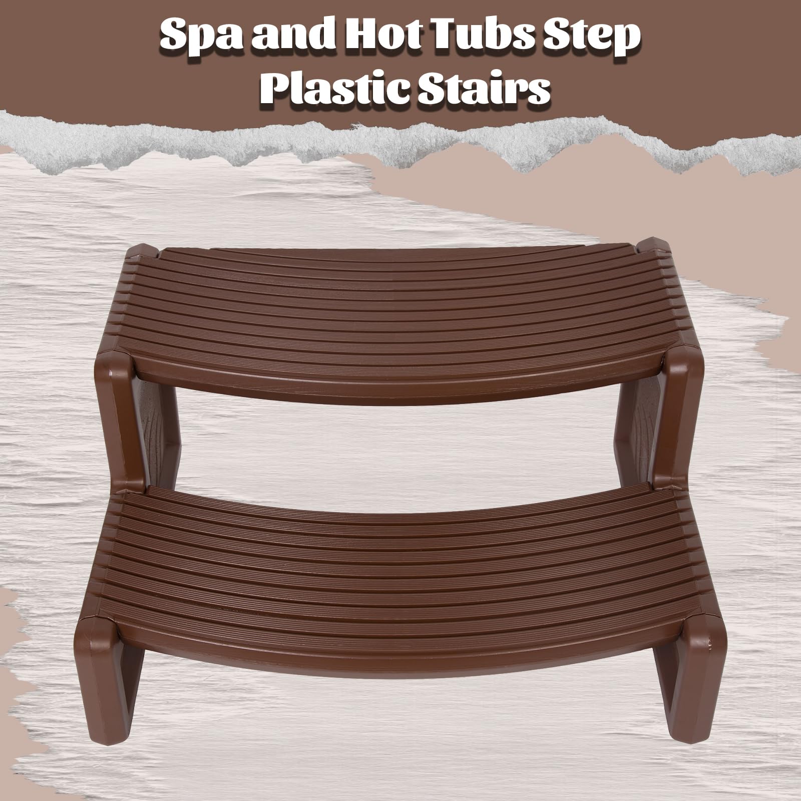 ECOTRIC Spa and Hot Tubs Step Plastic Stairs for Round Straight Sided Spa Espresso Slip-Resistant Outdoor Indoor