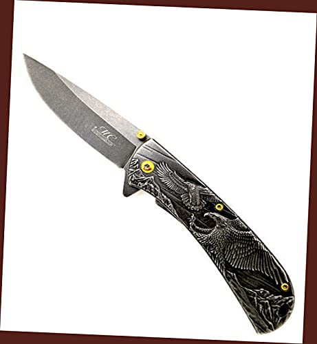 8" American Bald Eagle Patriot Military Pocket Stainless Steel Blade Folding Knife Sport