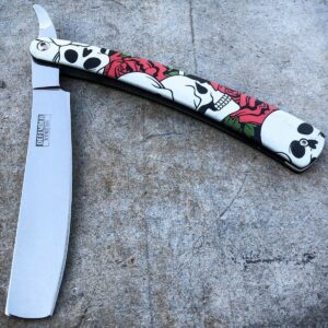 s.s. folding knives shaving straight edge skull n roses razor steel pocket stainless steel blade folding knife blade