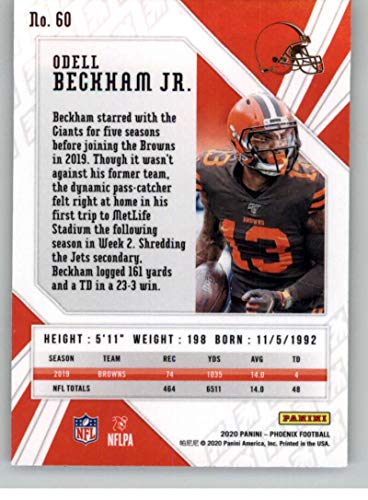 2020 Panini Phoenix Fanatics Exclusive Fire Burst Football #60 Odell Beckham Jr. Cleveland Browns Official NFL Trading Card from Panini America in Raw (NM or Better) Condition