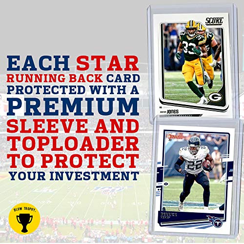 NFL Running Back Football Card Bundle, Assorted Set of 12 Mint Star RB Football Cards Gift Set, Includes one Relic, Serial, or Rookie, Protected by Sleeve and Toploader with Fantasy Football eBook