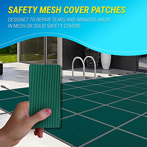 Pool Safety Cover Patch Kit, Swimming Pool Patch Repair Kit 4 x 8 Self Adhesive, Green Pool Cover Patch 6 Pсs