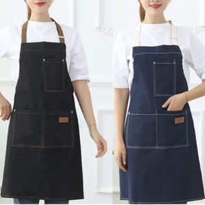 eywlwaar Denim Apron with 3 Pockets Unisex Jean Apron Adjustable Bib Apron for Work Kitchen Cooking 30.3 "x 26.57" Blue