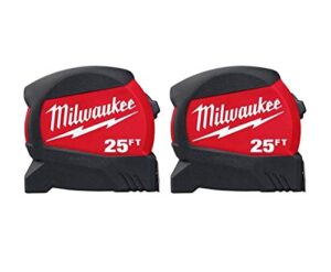 milwaukee 25 ft. x 1.2 in. compact wide blade tape measure (2-pack)