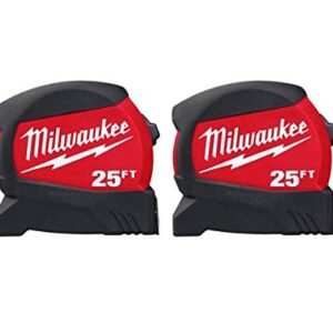 Milwaukee 25 ft. x 1.2 in. Compact Wide Blade Tape Measure (2-Pack)