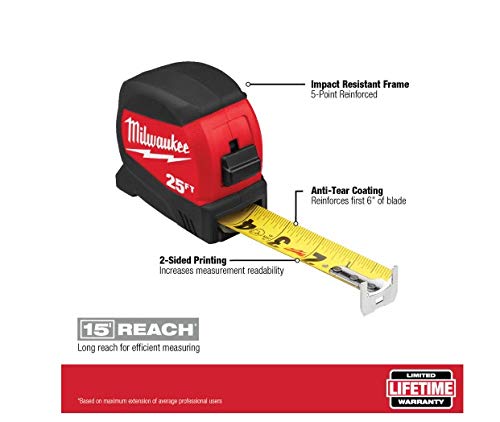 Milwaukee 25 ft. x 1.2 in. Compact Wide Blade Tape Measure (2-Pack)