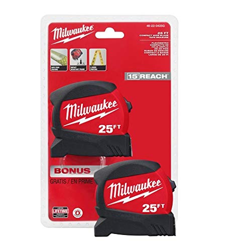 Milwaukee 25 ft. x 1.2 in. Compact Wide Blade Tape Measure (2-Pack)