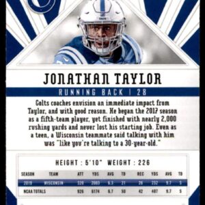 2020 Fanatics Exclusive Phoenix Football Fire Burst Prizm #118 Jonathan Taylor RC Rookie Indianapolis Colts Official NFL Trading CardQ