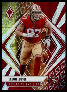 2020 fanatics exclusive phoenix football fire burst prizm #85 nick bosa san francisco 49ers official nfl trading card