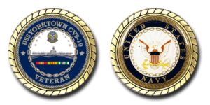 uss yorktown cvs-10 vietnam service challenge coin - officially licensed