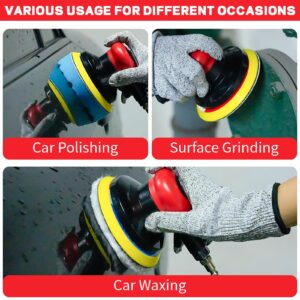 5" Air Random Orbital Sander Pneumatic Palm Sander Da Sander With 10 Pcs Sandpapers 3Pcs Polishing Pads Buffing Pads Kit for Sanding, Finishing, Polishing Wood Auto Body Work (Sanders)