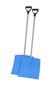 superio kids snow shovel plastic heavy duty snow shovel for snow removal, small kids shovel snow fun, sturdy wooden handle, 35" height, 12" blade (2, blue)