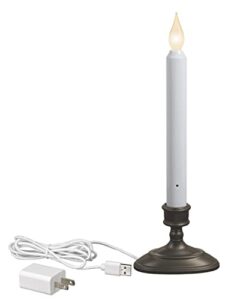 xodus innovations fpc1370a 11 inch electric plug-in flameless window candle with tilt to change flame color and dusk to dawn light sensor timer, antique bronze/black