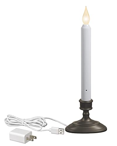 Xodus Innovations FPC1370A 11 Inch Electric Plug-in Flameless Window Candle with Tilt to Change Flame Color and Dusk to Dawn Light Sensor Timer, Antique Bronze/Black