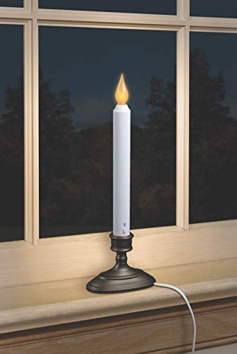 Xodus Innovations FPC1370A 11 Inch Electric Plug-in Flameless Window Candle with Tilt to Change Flame Color and Dusk to Dawn Light Sensor Timer, Antique Bronze/Black