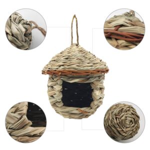 3 Pack Hummingbird House, Hand Woven Bird Nest for Outdoors Hanging, Small Grass Bird Houses for Outside, Natural Fiber Bird Hut Roosting Pocket for Finch Canary Chickadee