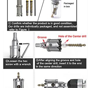 ASNOMY Tungsten Carbide Tipped Hole Saw Drill Bit for Hard Metal, 3/4 Inch T.C.T Hole Saw Cutter with 2pcs Titanium-Plated Pilot Drill bit for Metal, Steel, Iron, Wood, Plastic