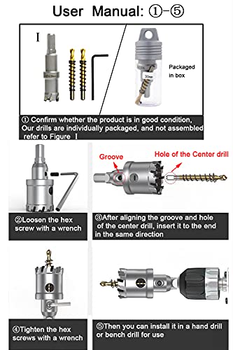 ASNOMY Tungsten Carbide Tipped Hole Saw Drill Bit for Hard Metal, 3/4 Inch T.C.T Hole Saw Cutter with 2pcs Titanium-Plated Pilot Drill bit for Metal, Steel, Iron, Wood, Plastic