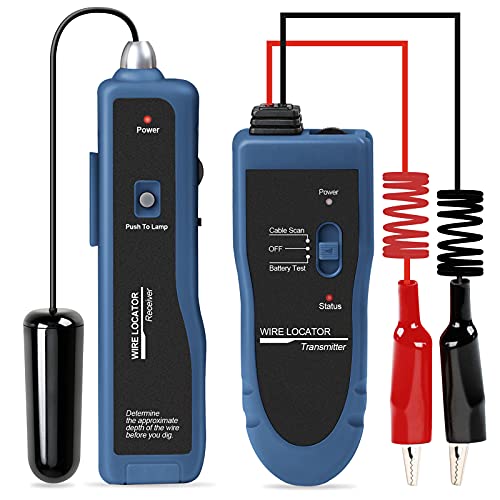 KOLSOL Underground Wire Locator, Cable Tester F02 Pro for Locate Wires, Locate Control Wires Cables Pet Fence Wires, up to 3-4 Feet Deep 2000 Feet Length, Equiped with Rechargeable 1100mAh Battery