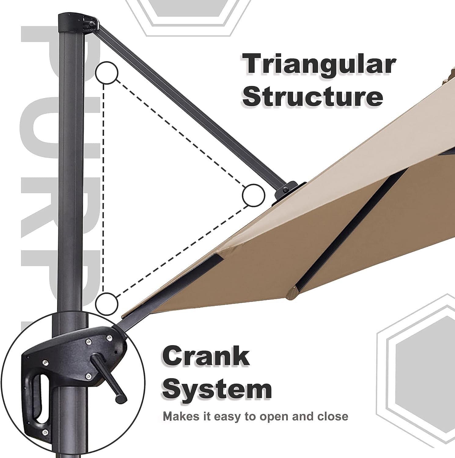 PURPLE LEAF 9' X 11.5' Patio Umbrella Outdoor Cantilever Rectangle Umbrella Aluminum Offset Umbrella with 360-degree Rotation for Garden Deck Pool Patio, Beige