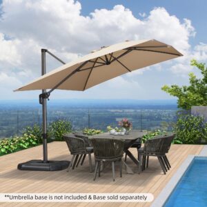 PURPLE LEAF 9' X 11.5' Patio Umbrella Outdoor Cantilever Rectangle Umbrella Aluminum Offset Umbrella with 360-degree Rotation for Garden Deck Pool Patio, Beige