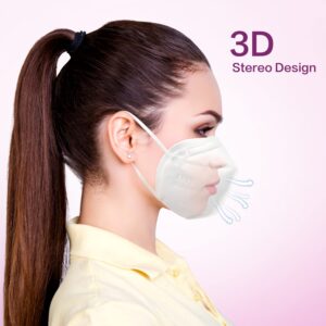 Miuphro KN95 Disposable Face Mask 25 Pack 5-Ply Breathable Safety Masks Against PM2.5, Disposable Respirator Protection Mask for Men and Women White